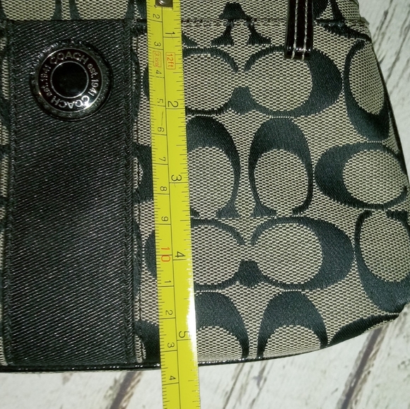 Coach | Bags | Coach Black Gray Signature Stripe Large Wristlet | Poshmark